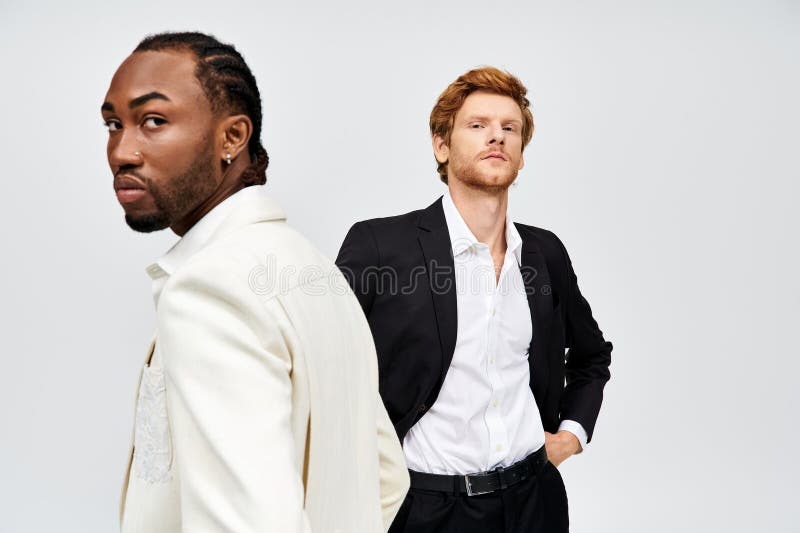 Two Handsome, Multicultural Men in Elegant Stock Photo - Image of ...