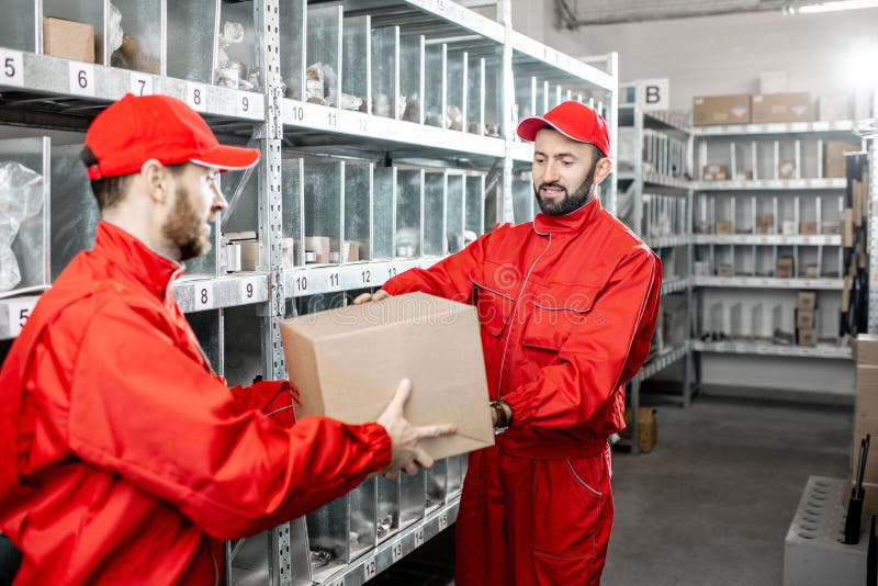 Warehouse Workers with Boxes Indoors Stock Image - Image of package ...