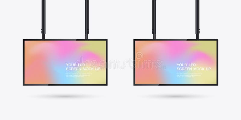 Two Hanging LED Screens Mockup in 3Ds of Realistic Screen Light Box ...