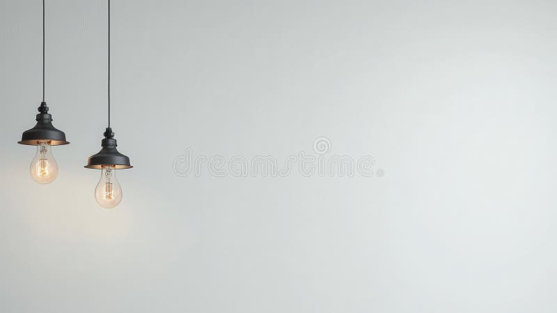 Two Hanging Light Bulbs Illuminating a Modern Interior Ceiling Design ...