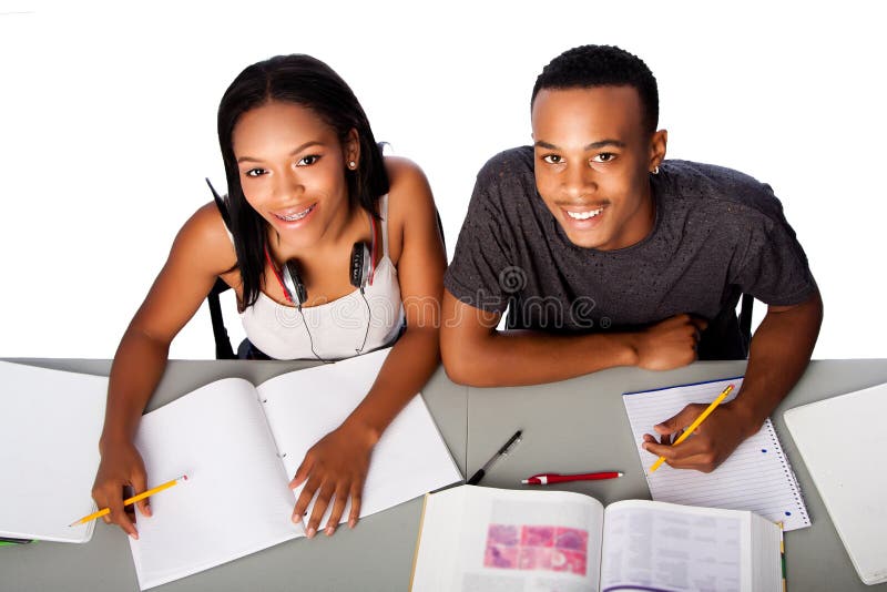 Two Happy Academic Students Studying Together Stock Photo - Image of ...