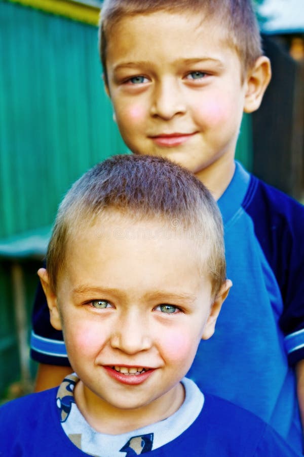 Two Happy Boys - Brothers or Friends Stock Image - Image of color ...
