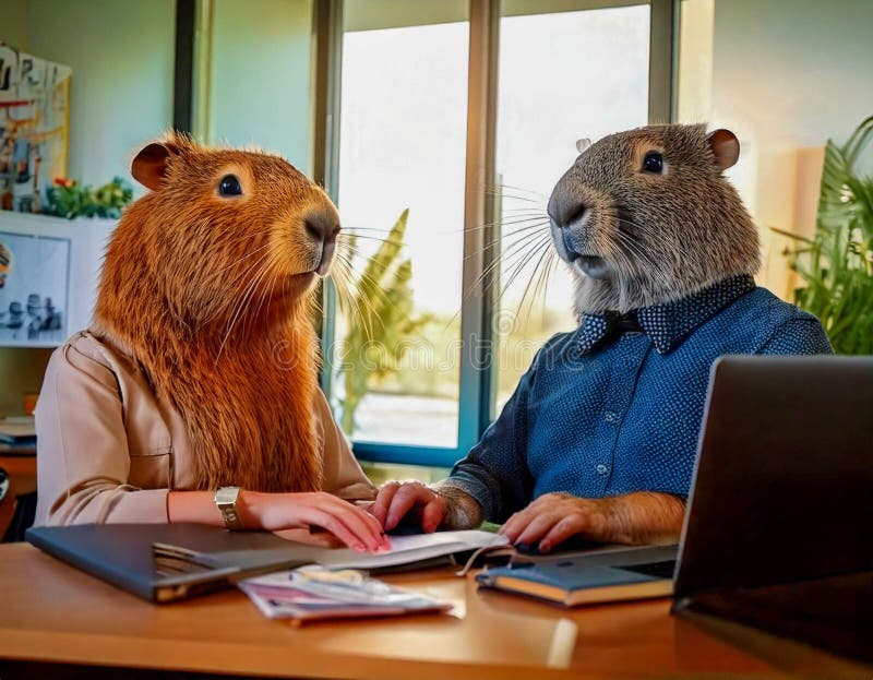 Capybara Working Computer Cartoon Stock Photos - Free & Royalty-Free ...