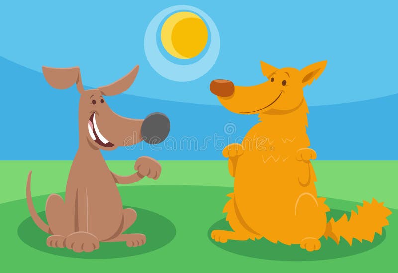 Two Happy Cartoon Dogs Comic Animal Characters Stock Vector ...