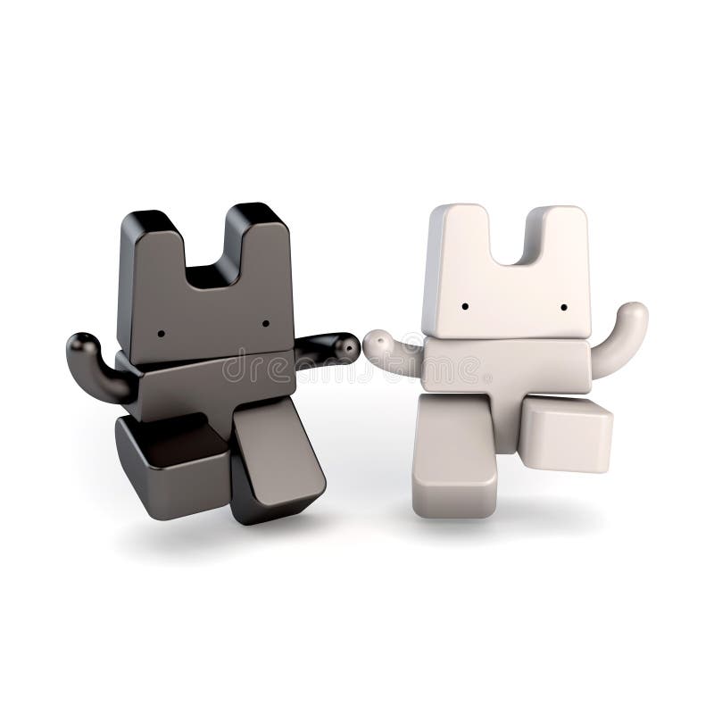 Two Happy Characters Holding Hands Stock Illustration - Illustration of ...