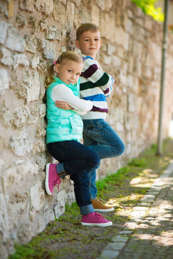 Two happy children stock photo. Image of family, little - 55677122