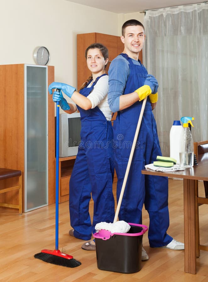 Group of cleaners with mop stock photo. Image of housework - 43862088