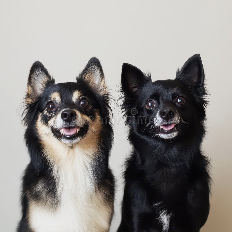 Two Happy Dogs Posing Together in a Studio Stock Illustration ...