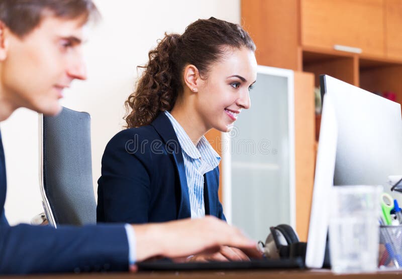 Two Happy Employees in Office Stock Image - Image of european ...