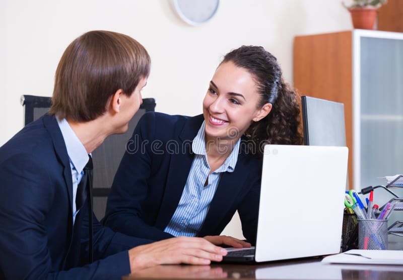 Two Happy Employees in Office Stock Photo - Image of russian ...