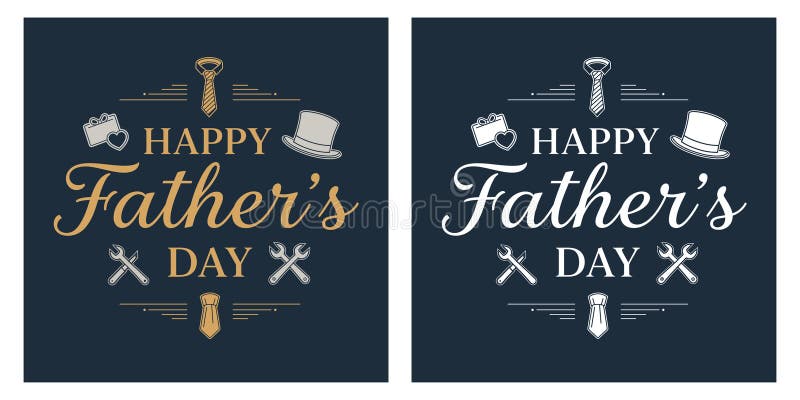Two Happy Fathers Day Design Variations with Colorful Graphics Stock ...