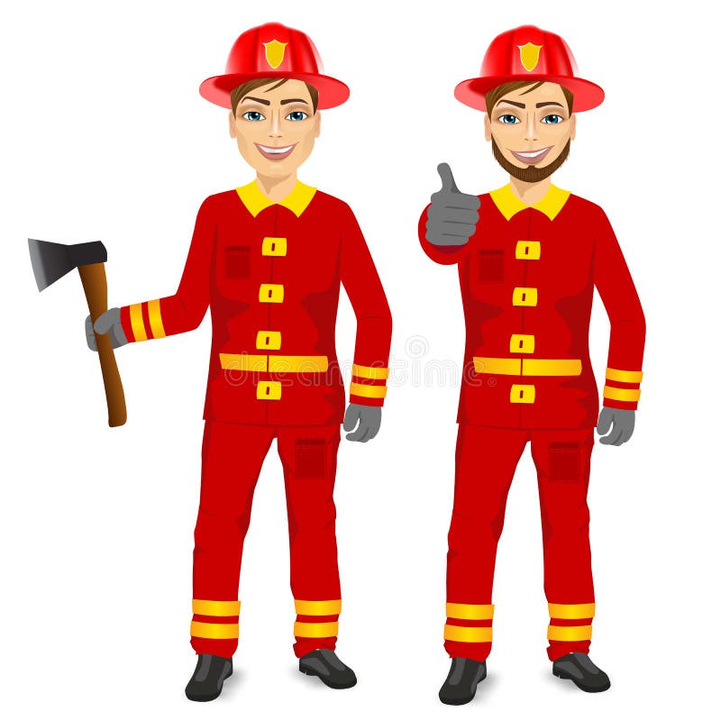 A Man Holding Fire Extinguishers Stock Illustration - Illustration of ...