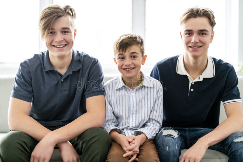 The Two Happy Friends Portrait Inside House Stock Photo - Image of ...