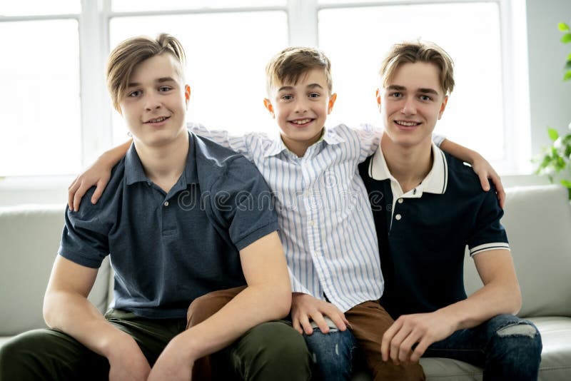 The Two Happy Friends Portrait Inside House Stock Photo - Image of ...