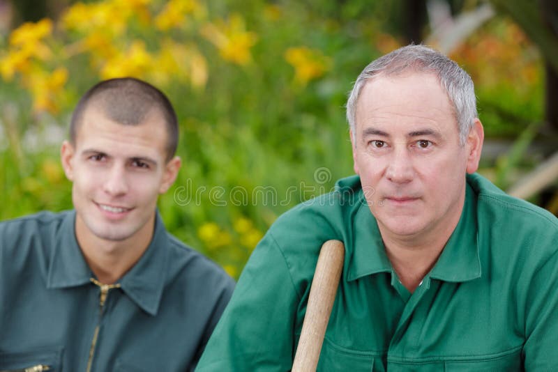 Two Happy Gardeners Looking at Camera Stock Image - Image of people ...