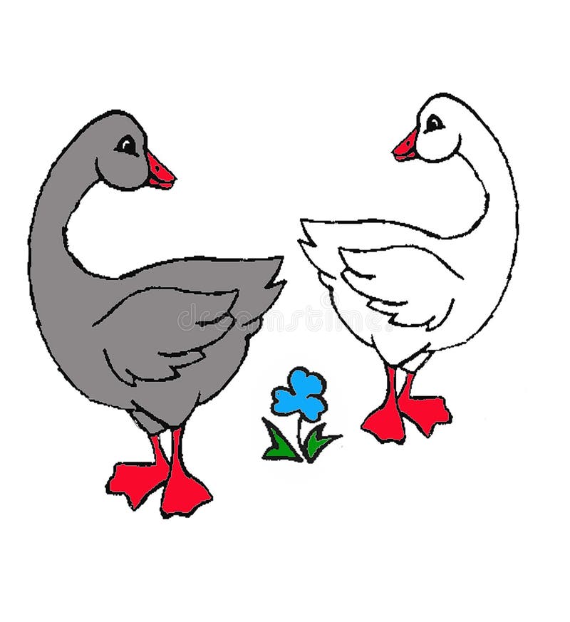 Two Happy Geese Illustration Stock Illustration - Illustration of ...