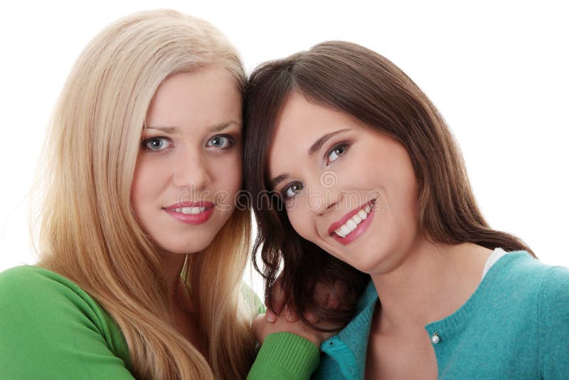 Two happy girls stock image. Image of emotions, girlfriends - 16211857