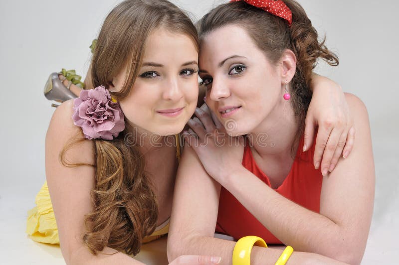 Two happy girls friends. stock image. Image of relations - 27073463
