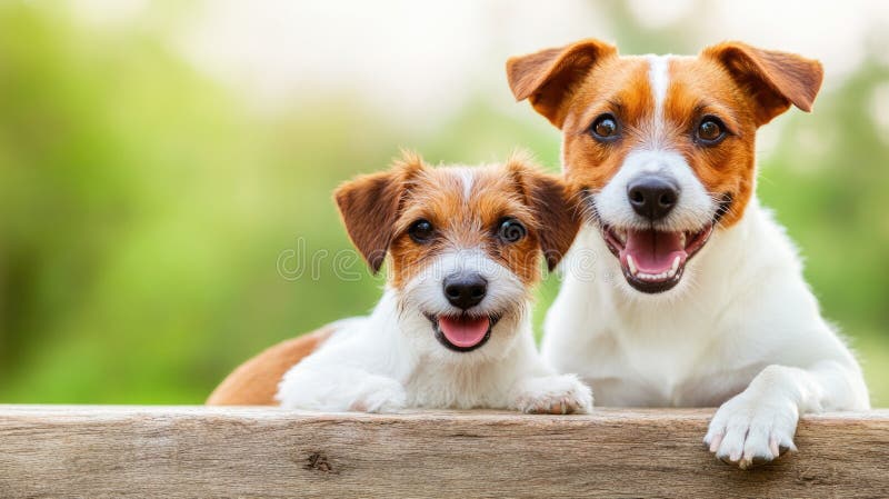 Two Happy Jack Russell Terriers Outdoors on a Sunny Day Stock Photo ...
