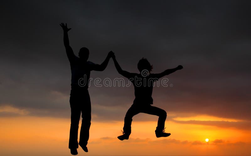 Two happy jumpers stock photo. Image of active, healthy - 15731768