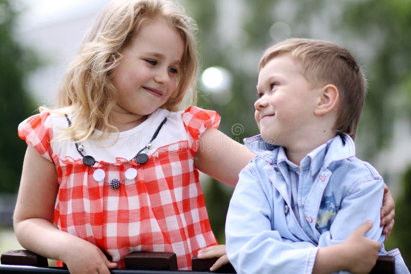 Two happy kids stock image. Image of family, female, caucasian - 14373791