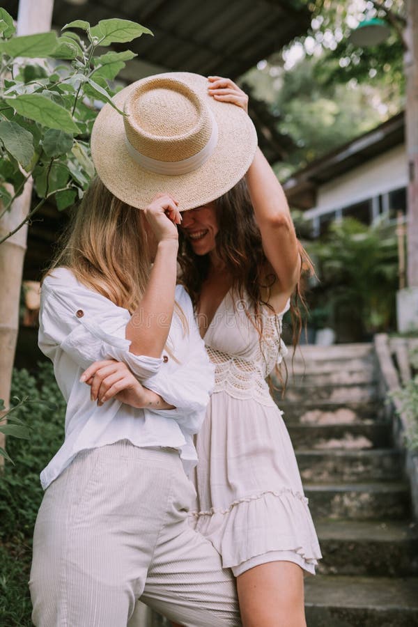 Two lesbian women kissing stock image. Image of summer - 210998567