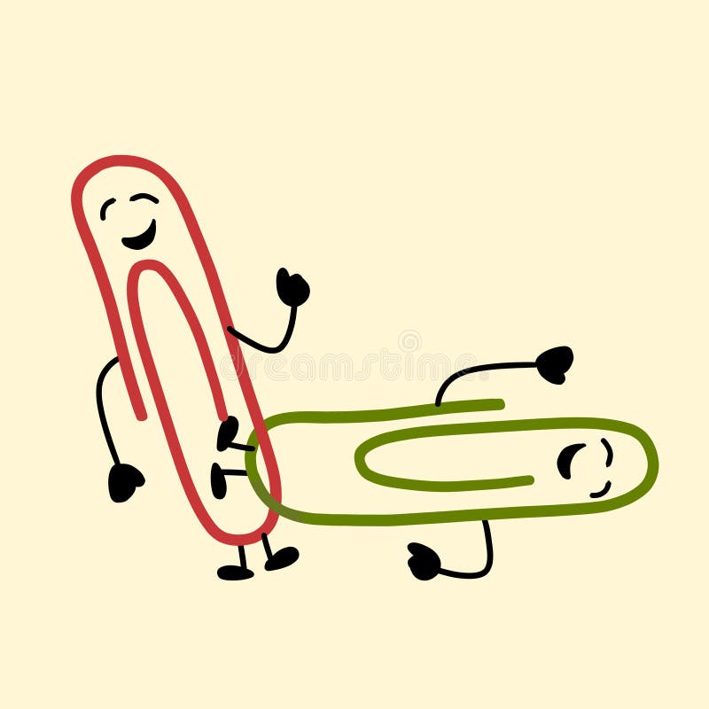 Two Happy Paper Clip Character Friends Stock Vector - Illustration of ...