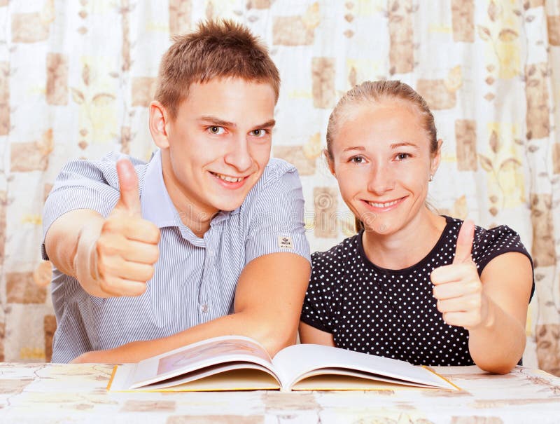 Two Happy People Learning in the Classroom Stock Image - Image of color ...