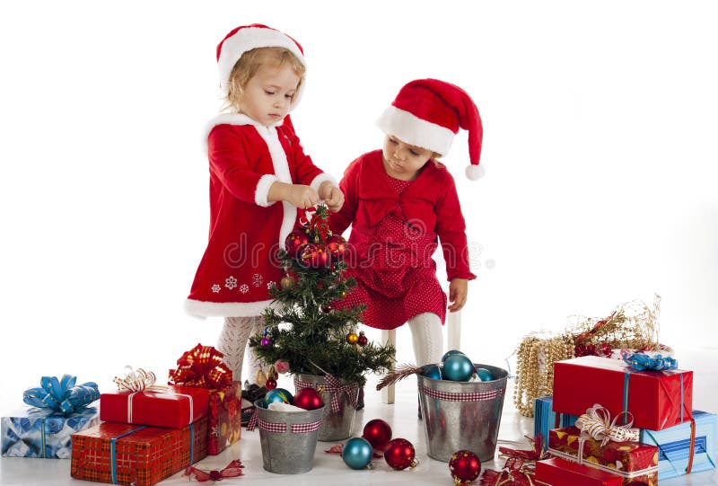 Two happy santa helpers stock image. Image of funny, floor - 28094087