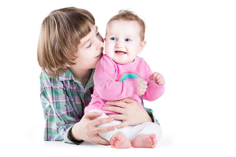 Two Happy Siblings Playing Together Stock Image - Image of caucasian ...