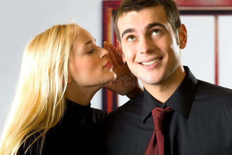 Two happy smiling people stock photo. Image of pretty - 2496698