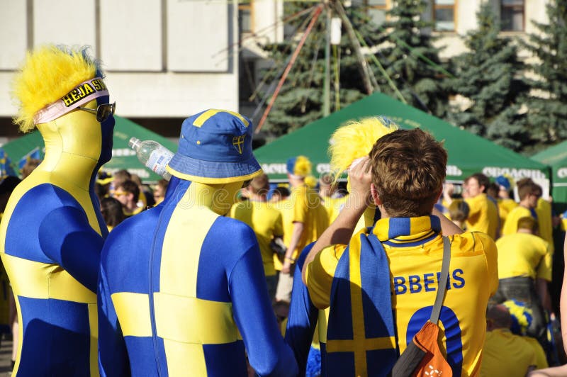 Two Happy Sweden Fans Rooting for Their Team Editorial Image - Image of ...