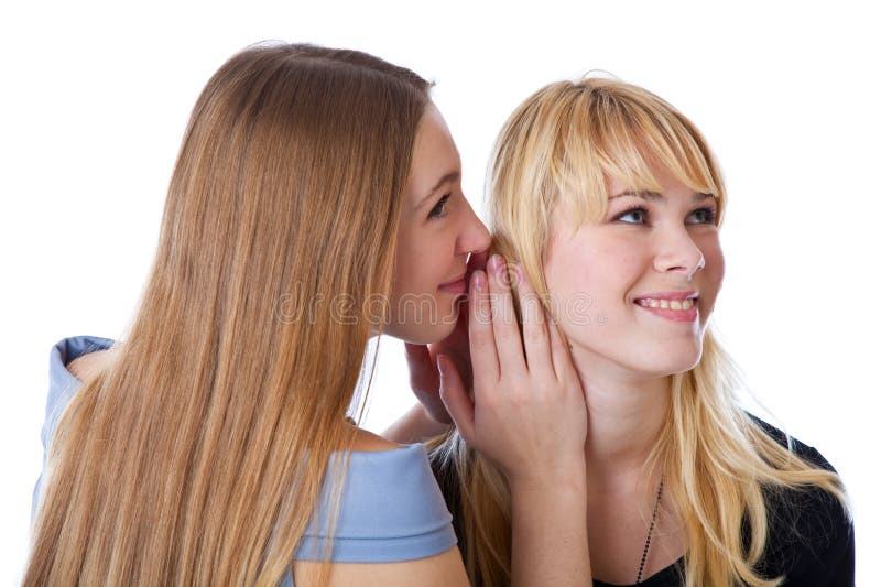 Two Happy Young Girlfriends Telling Secret Stock Image - Image of cute ...