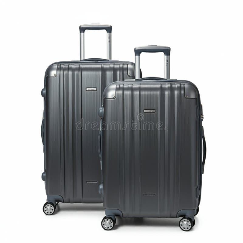 Two Hard-shell Suitcases in Dark Gray, Each with a Textured, Ribbed ...