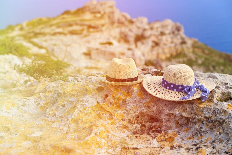 Two Hats on Vacation in Mountains Stock Image - Image of malta, travel ...