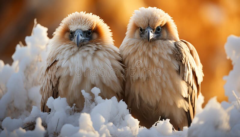 Two Hawks Perching on a Branch, Looking at Camera Generated by AI Stock ...