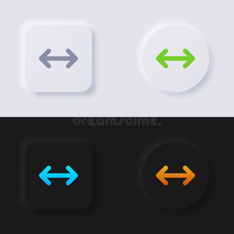 Two Head Arrow Icon Set, Multicolor Neumorphism Button Soft UI Design ...