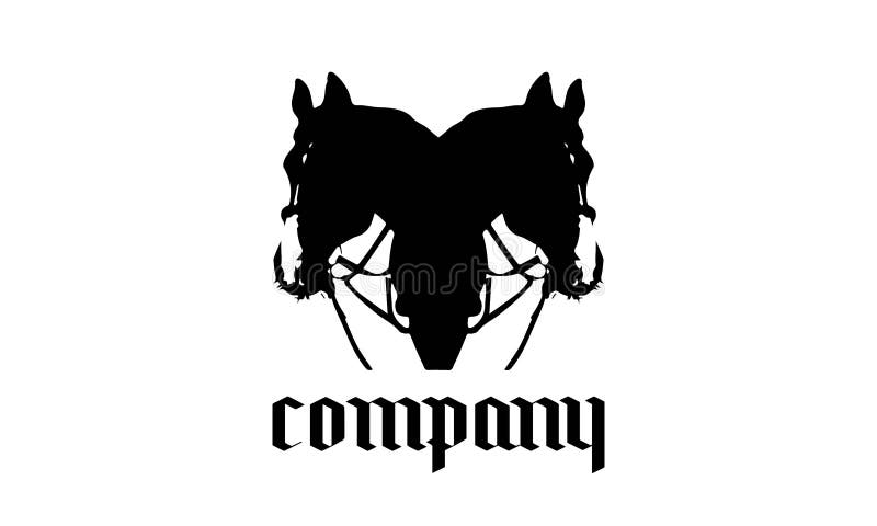 Two Head of Horse Logo Template Company Vector Design Stock Vector ...