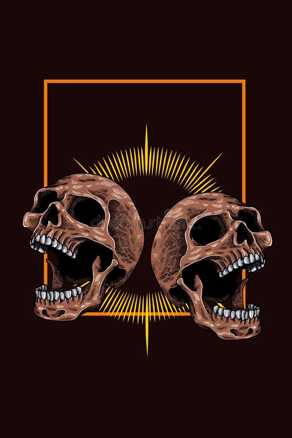 Two Head Skull Vector Illustration Stock Vector - Illustration of ...