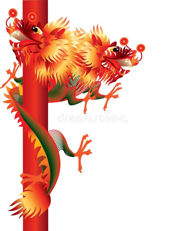 Two-headed Chinese Dragon on White Background Stock Vector ...