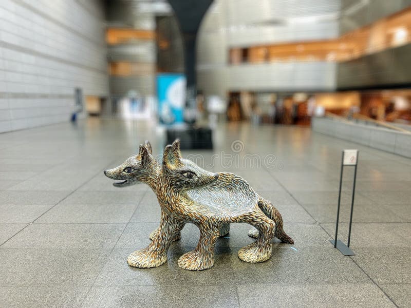 Two Headed Wolf Statue in Museum Display Editorial Photography - Image ...