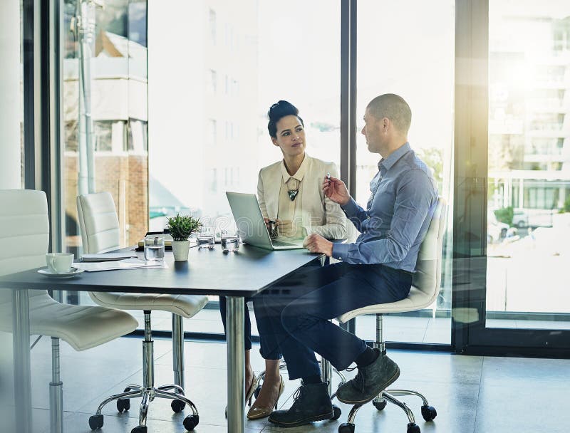 Two Heads are Better Than One. Two Colleagues Meeting in Their Office ...
