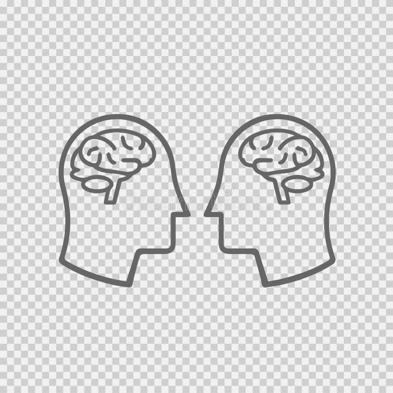Two Heads with Brain Icon. Simple Isolated Silhouette Symbol Stock ...