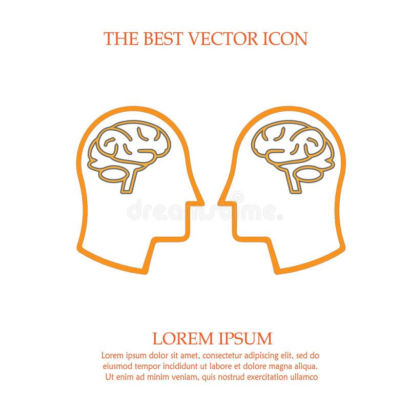 Two Heads with Brain Icon. Simple Isolated Silhouette Symbol Stock ...