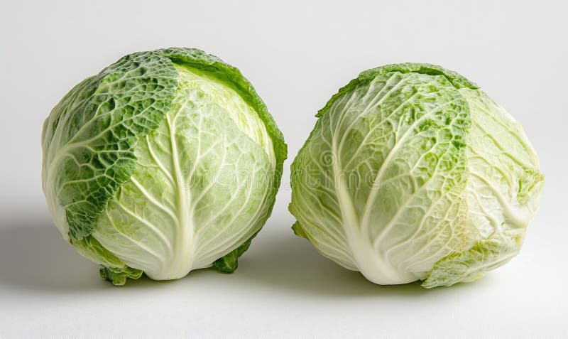 Two Heads of Cabbage are on a White Table Stock Image - Image of nature ...