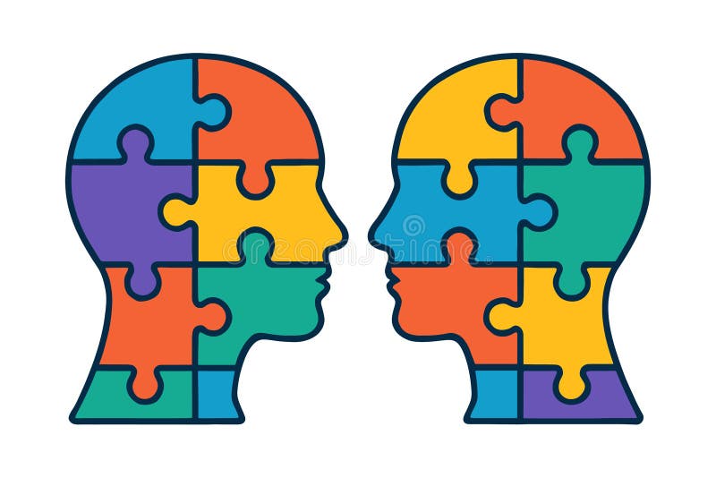 Two Heads Forming a Puzzle Teamwork Collaboration Concept Stock ...