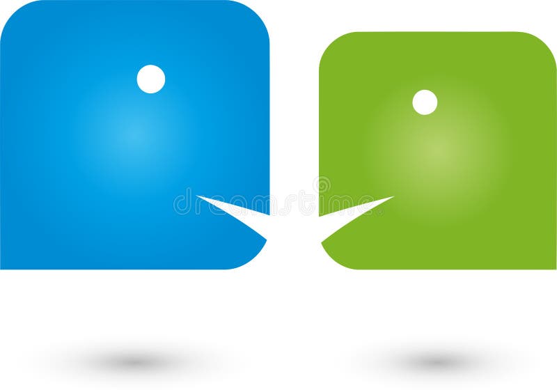 Two Heads in Green and Blue, People and Couple Logo Stock Vector ...