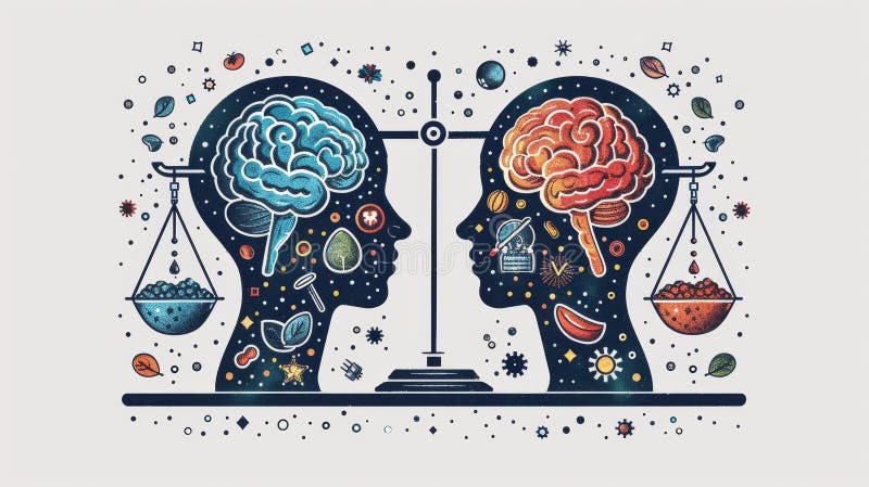 The Two Heads of a Human Being. the Structure of the Brain Stock Image ...