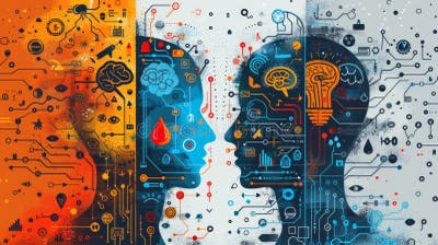 The Two Heads of a Human Being. the Structure of the Brain Stock Photo ...