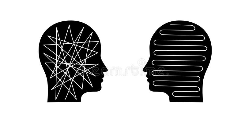 Two Heads of a Person with the Opposite Mindset Stock Illustration ...